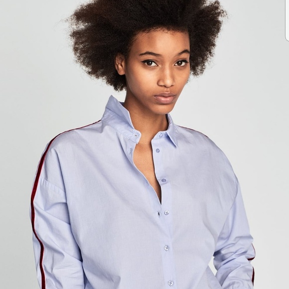 Zara | Tops | Zara Shirt With Faux Pearl And Velvet Trims | Poshmark